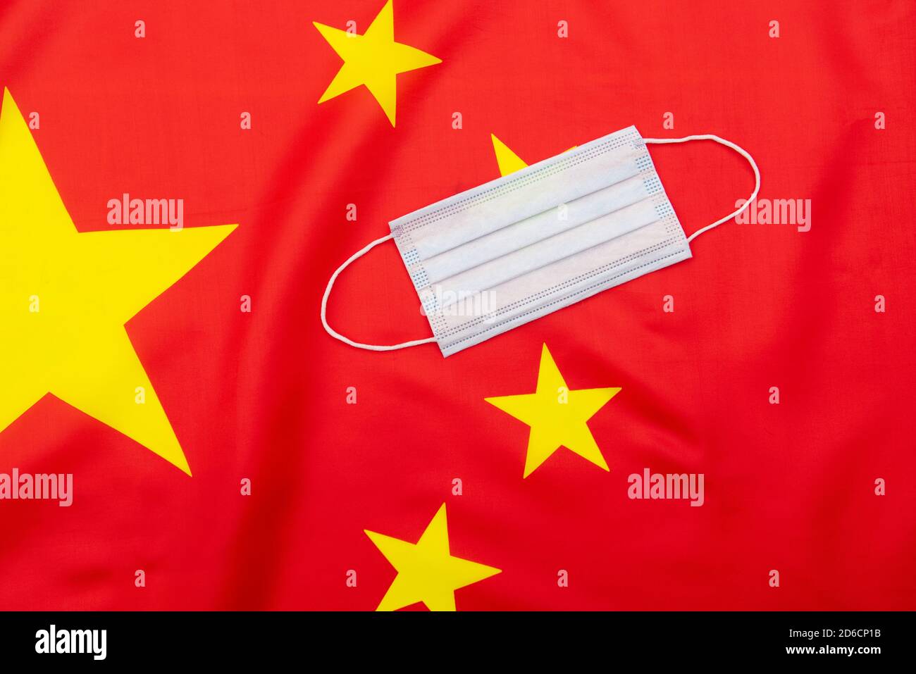 Surgical mask, medical mask on flag of China or National Flag of the ...