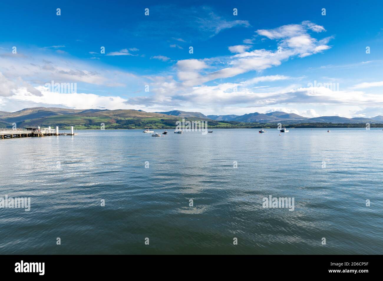 Menai Strait, Anglesey, Wales, UK. Looking towards North Wales Stock ...