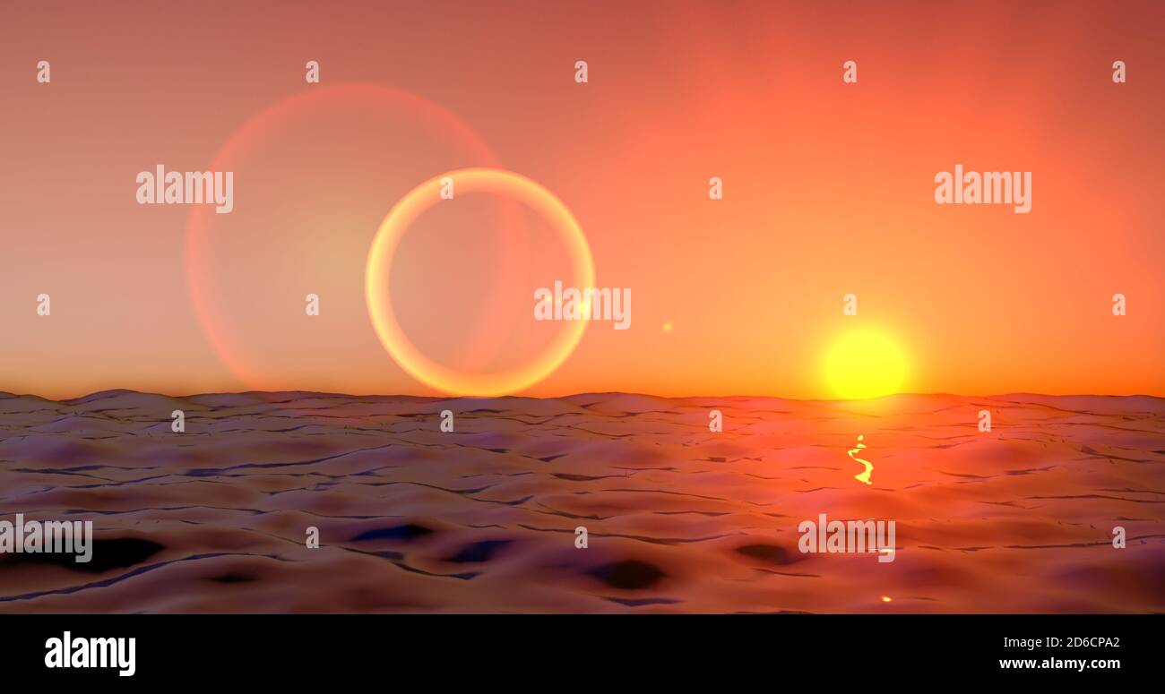 Ocean wave in evening. sunset over the sea with sun reflection. sun ...