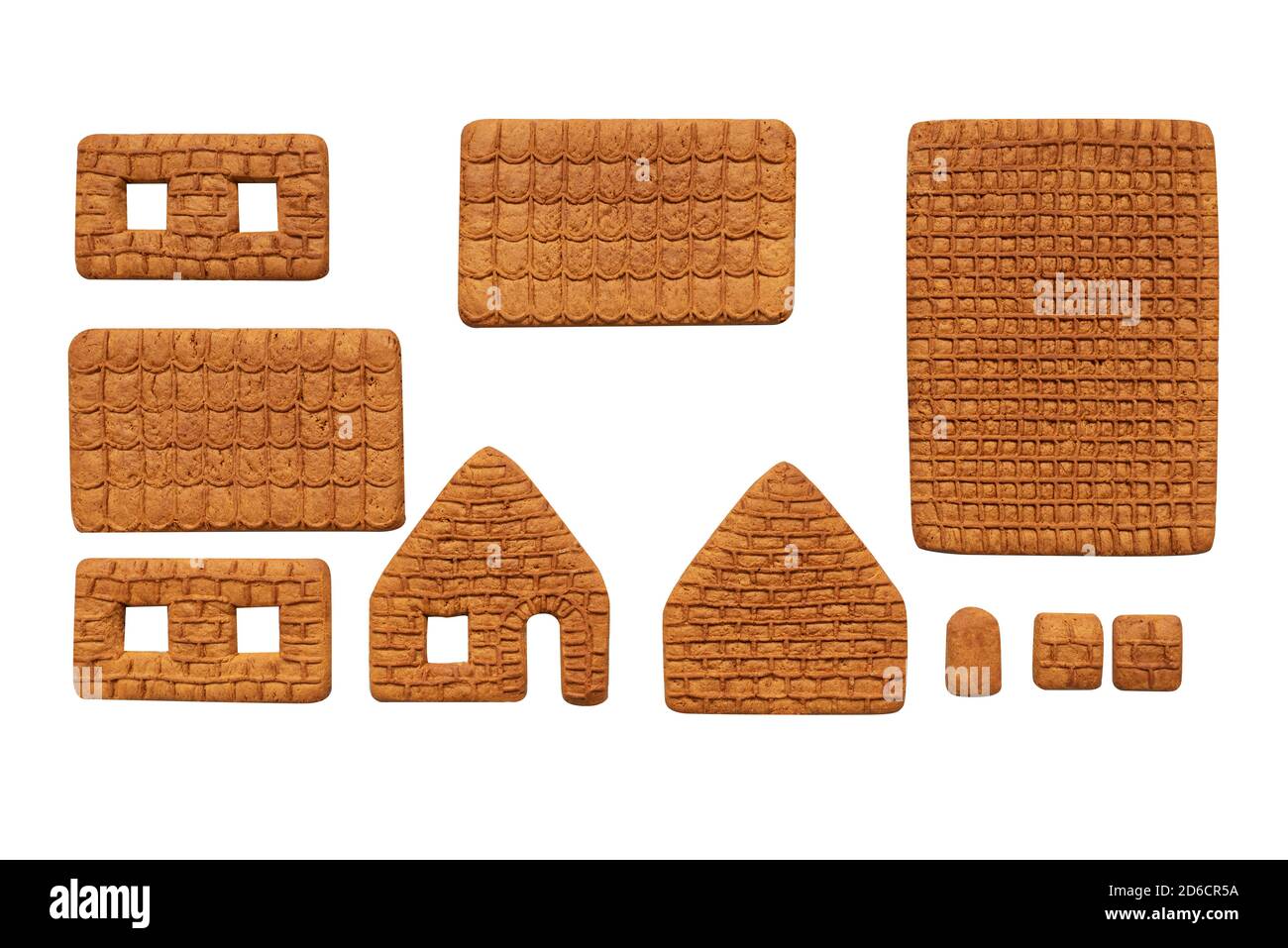 Making gingerbread house for Christmas. Parts of house isolated on ...