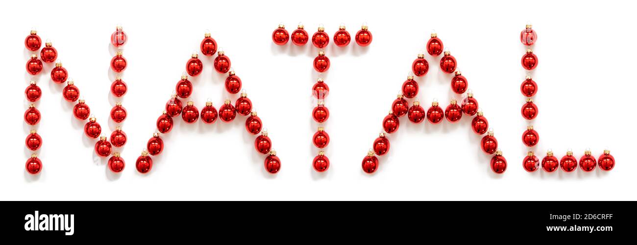 Red Christmas Ball Ornament Building Word Natal Means Christmas Stock ...