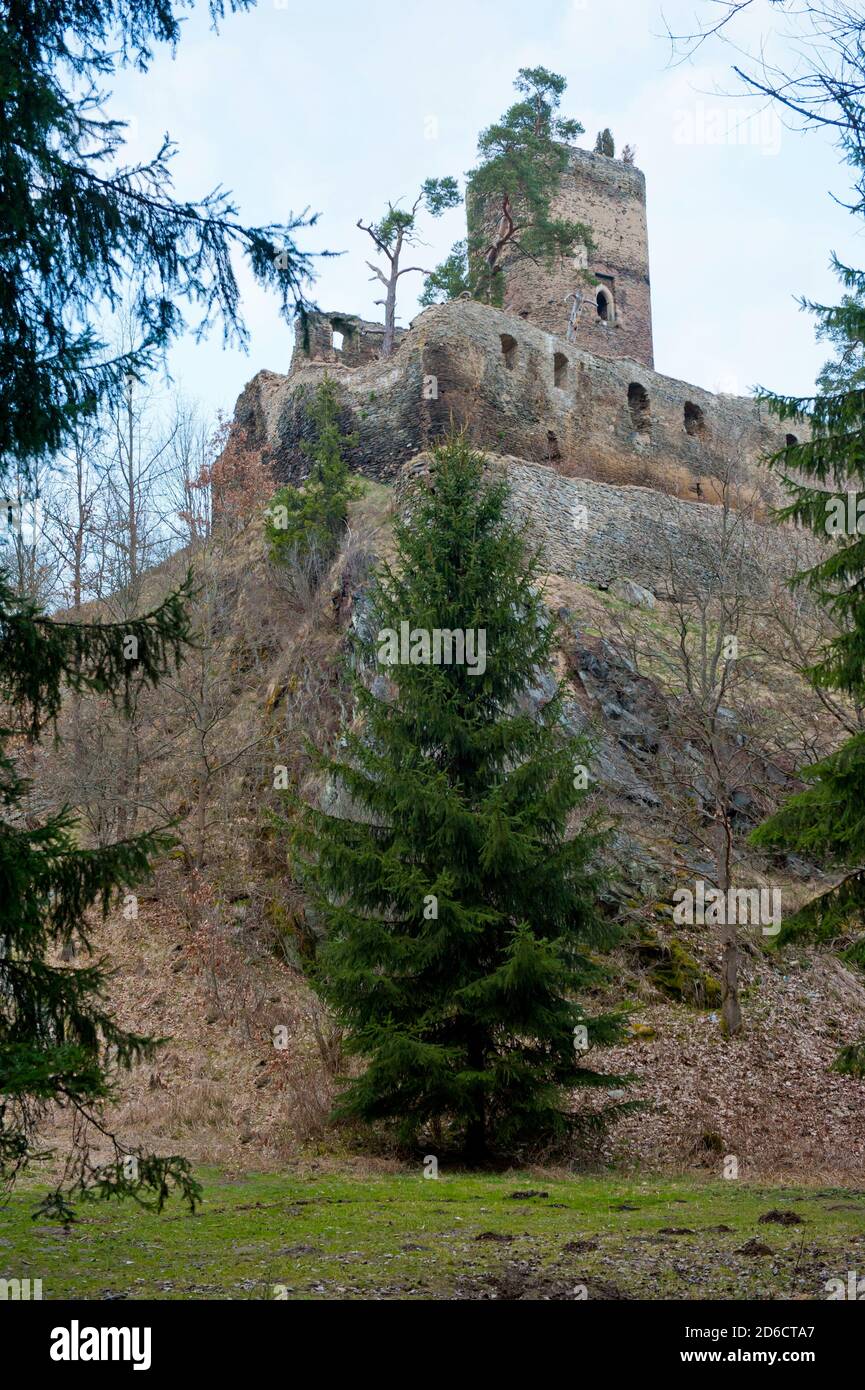 Beautiful medieval Czech castle Gutstejn located on the rock above the ...