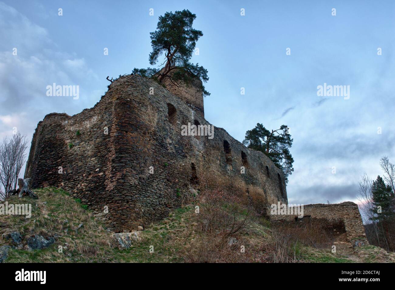 Beautiful medieval Czech castle Gutstejn located on the rock above the ...