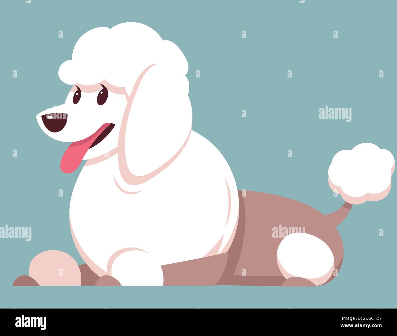 Lying Poodle side view. Cute pet in cartoon style Stock Vector Image ...