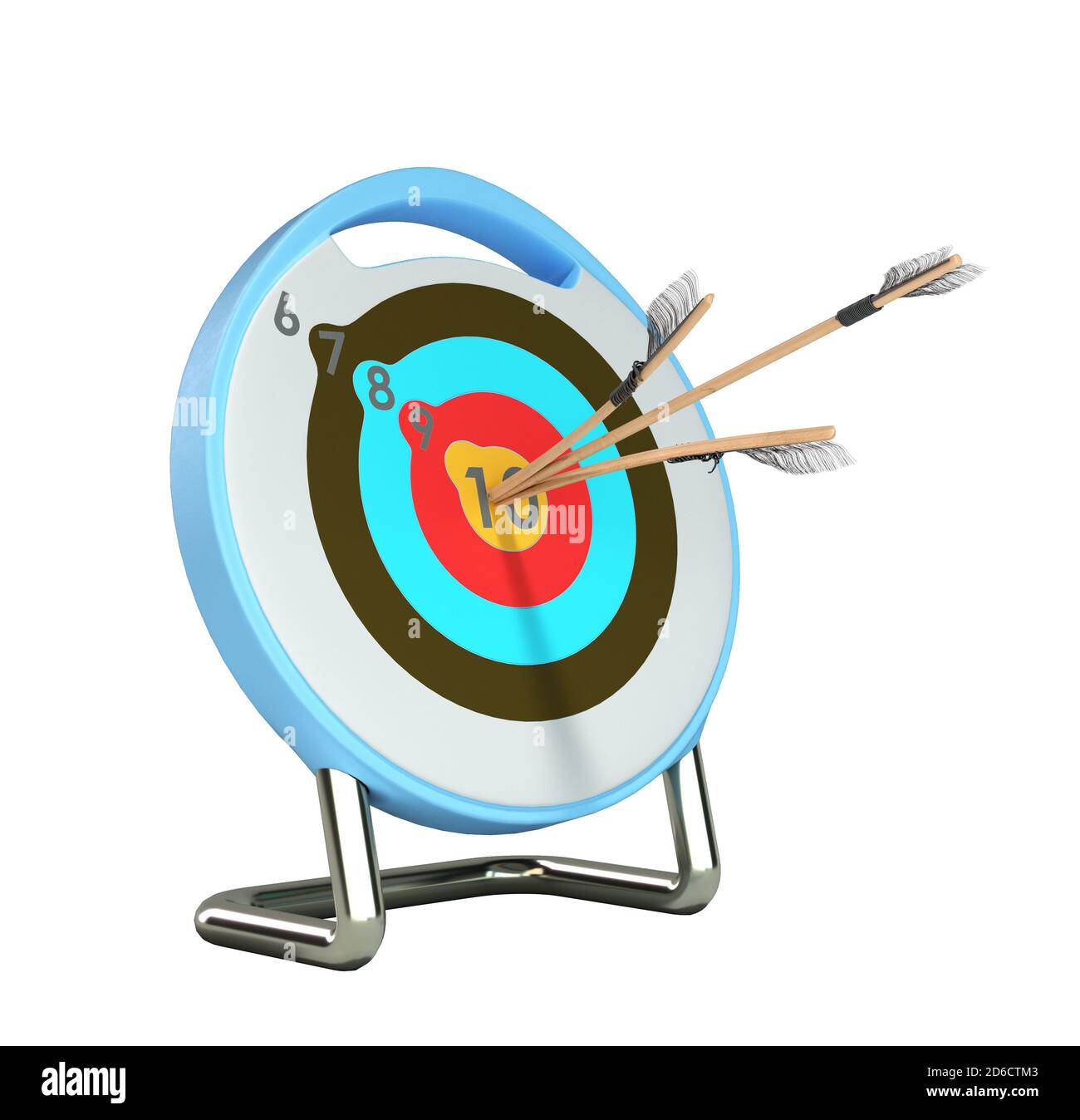 an arrow hits the target by cutting another arrow in half 3d render on ...