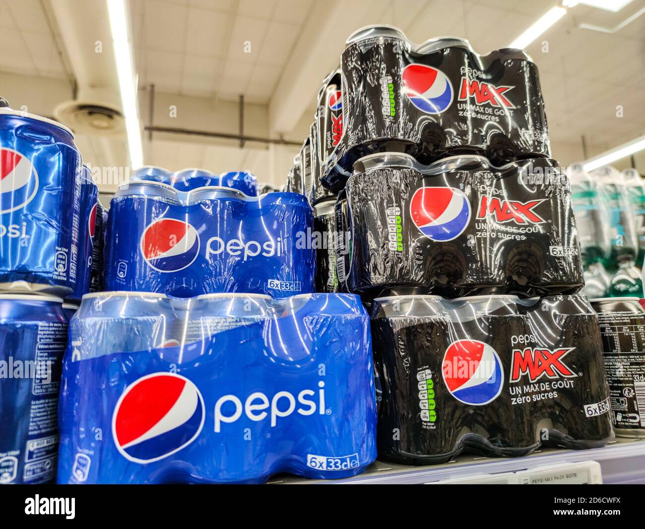 Puilboreau, France - October 14, 2020:PEPSI soft drink Original and max ...