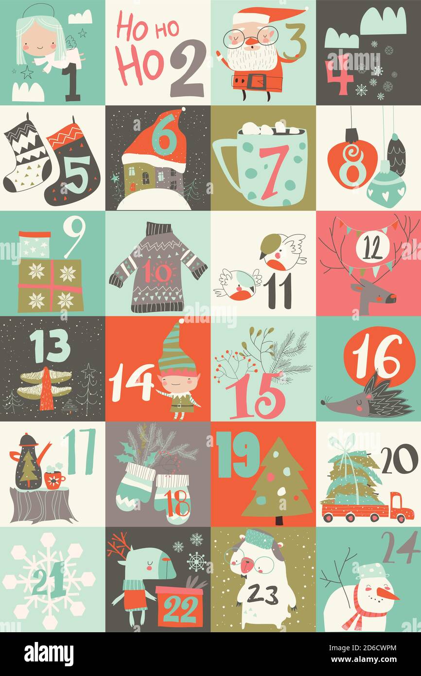 Advent calendar christmas poster Stock Vector Images - Alamy