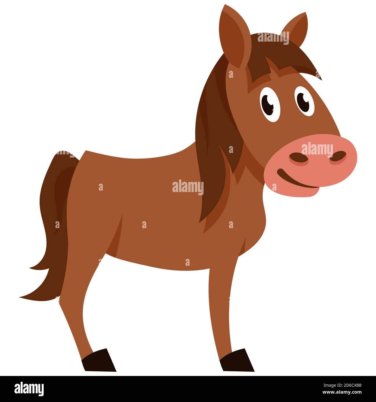Standing funny foal. Farm animal in cartoon style Stock Vector Image ...