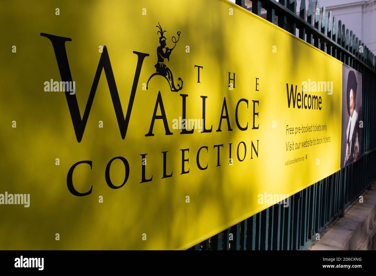 A sun dappled Wallace Collection sign featuring a reproduction of their ...