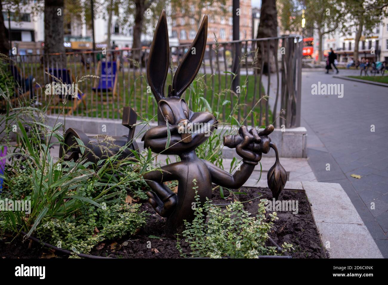 A bronze statue depicting a scene from a Bugs Bunny Hanna Barbera film ...