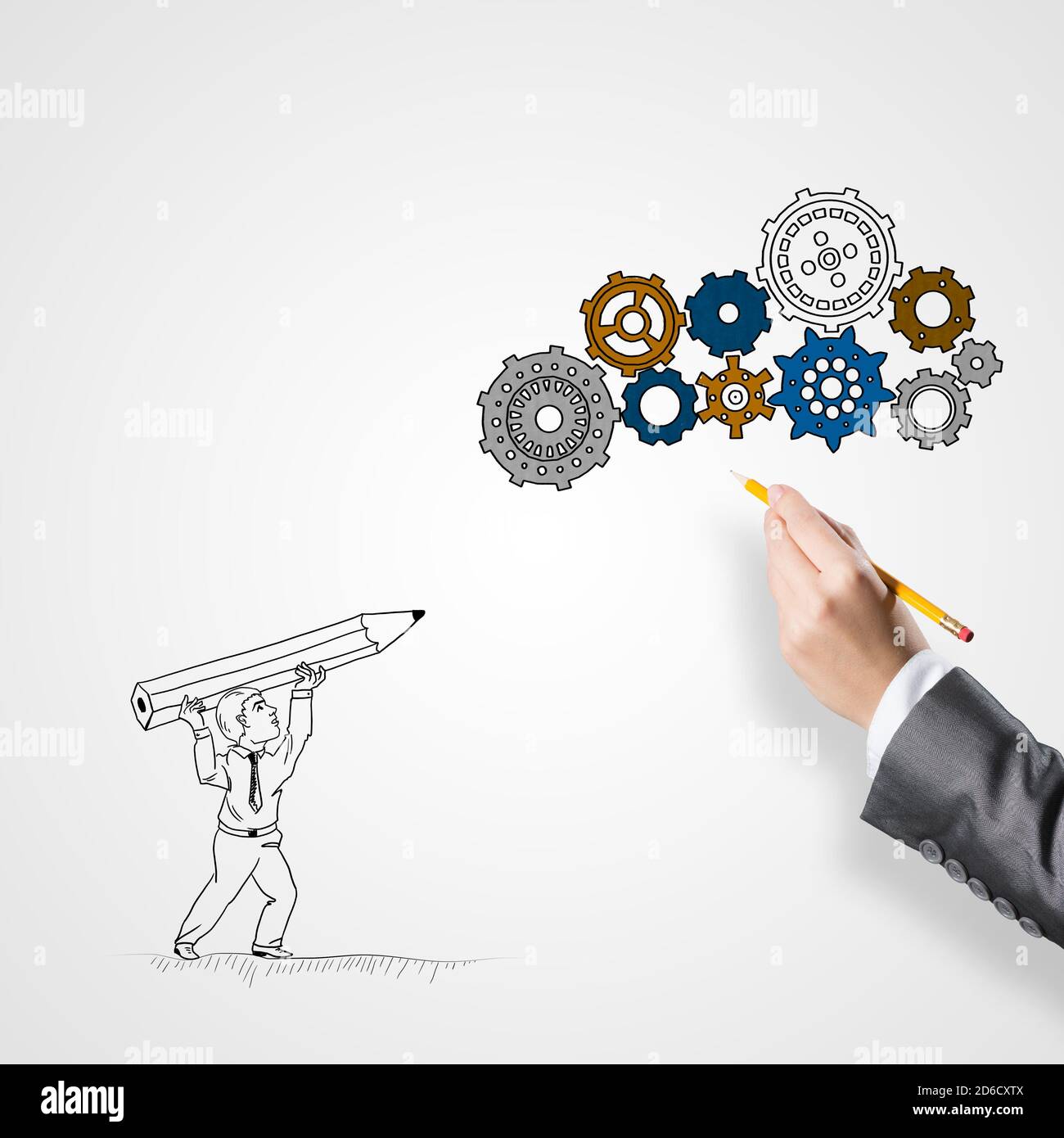 Hand sketching teamwork creativity concept hi-res stock photography and ...