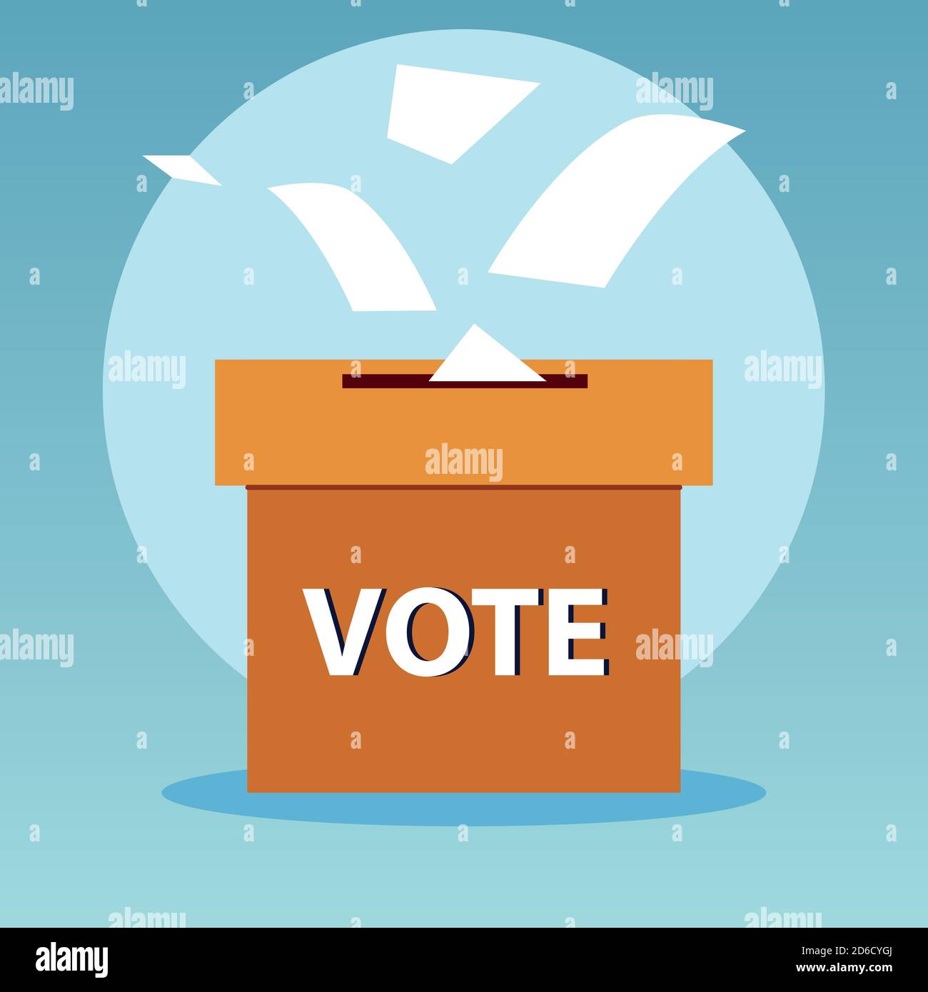 election day, falling ballots in cardboard box vector illustration ...
