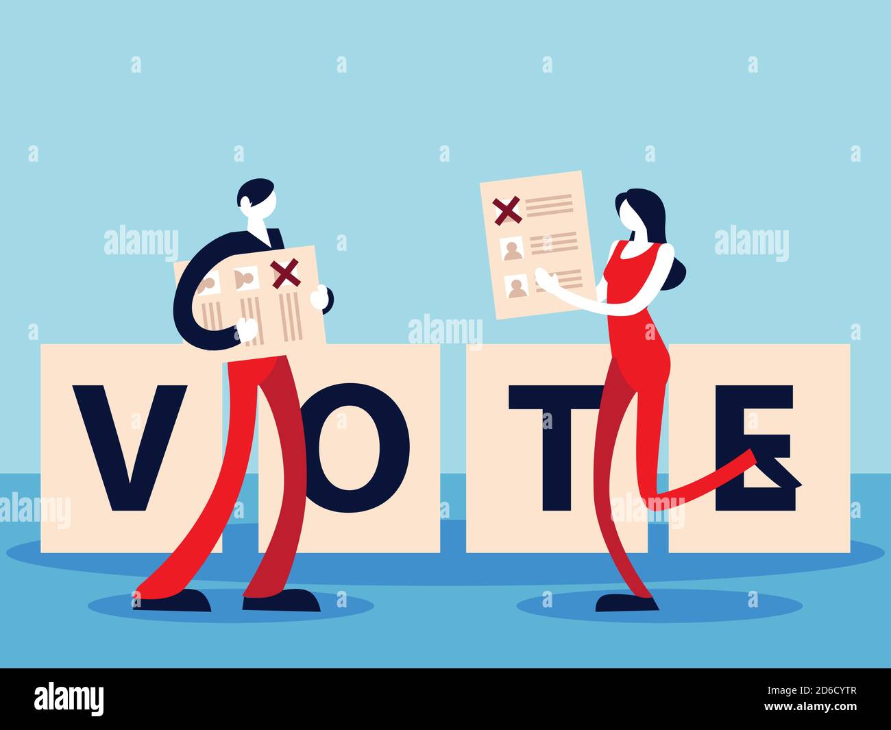 election day, people with ballots and vote lettering vector ...