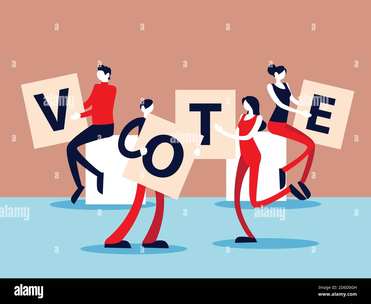 election day, people with vote letters, voting democracy concept vector ...