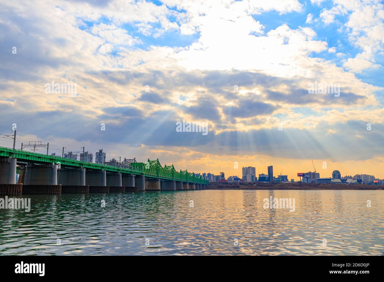 SEOUL, KOREA - January 30, 2020. Seoul Han River Railway Bridge and ...