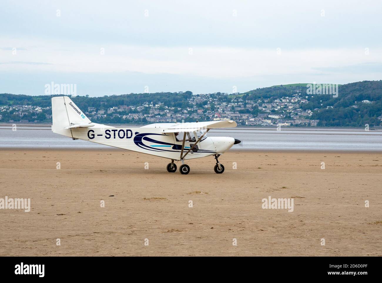 A microlight aircraft on the beach at Arnside, Cumbria. UK Stock Photo ...