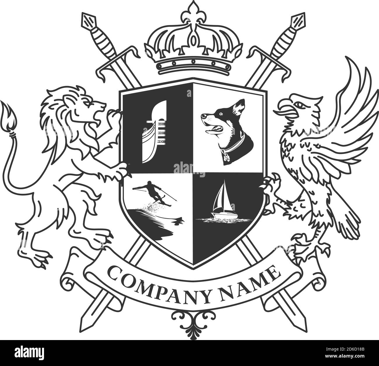 Eagle with crest Black and White Stock Photos & Images - Alamy