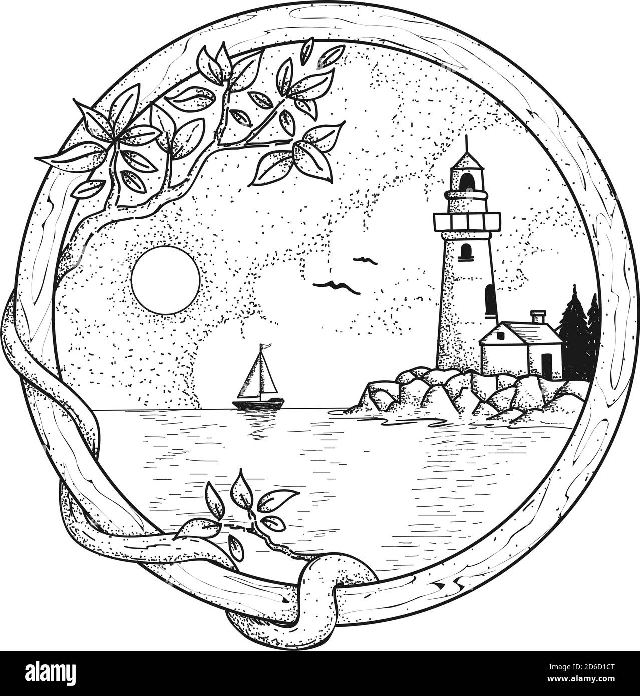 hand drawn lighthouse beach landmark Stock Vector Image & Art - Alamy