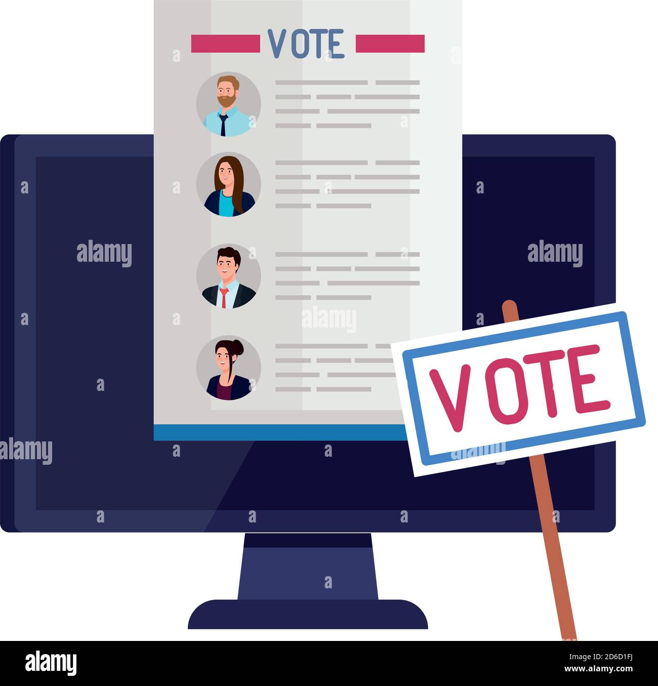 vote paper in front of computer with banner vector design Stock Vector ...
