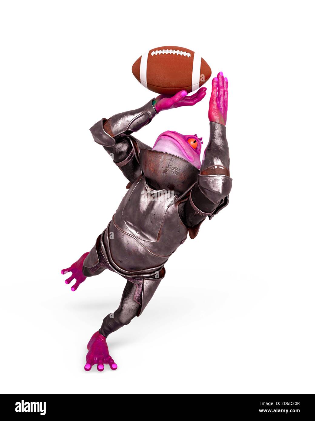 lord frog is playing american football in white background, 3d ...