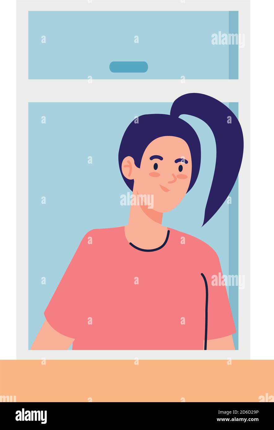 woman cartoon at window vector design Stock Vector Image & Art - Alamy