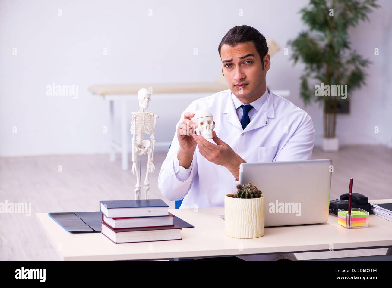 Young doctor studying human skeleton Stock Photo - Alamy