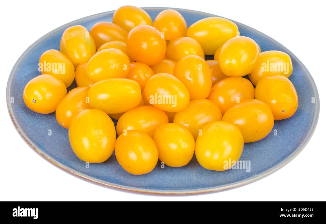 Small yellow delicious fresh cherry tomatoes plum. Studio Photo Stock ...