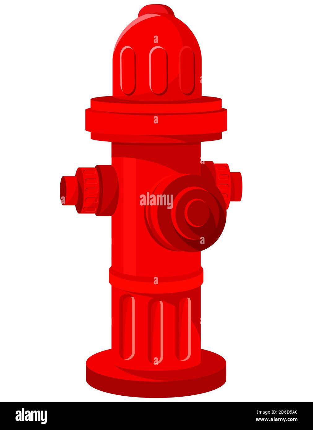 Red hydrant isolated on white background. Fire equipment in cartoon ...