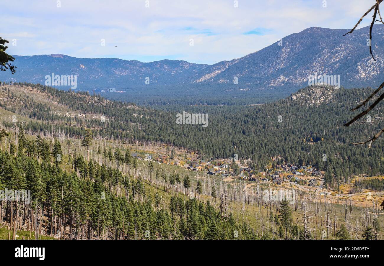 TAHOE VALLEY, CAL, UNITED STATES - Oct 14, 2020: A view across Tahoe ...