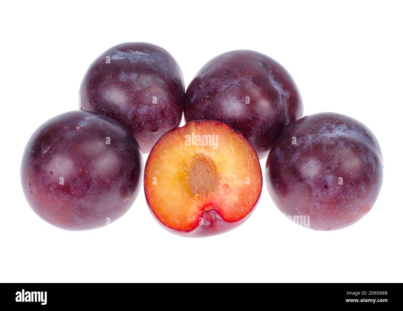 Ripe round sweet plum on white background. Studio Photo Stock Photo - Alamy