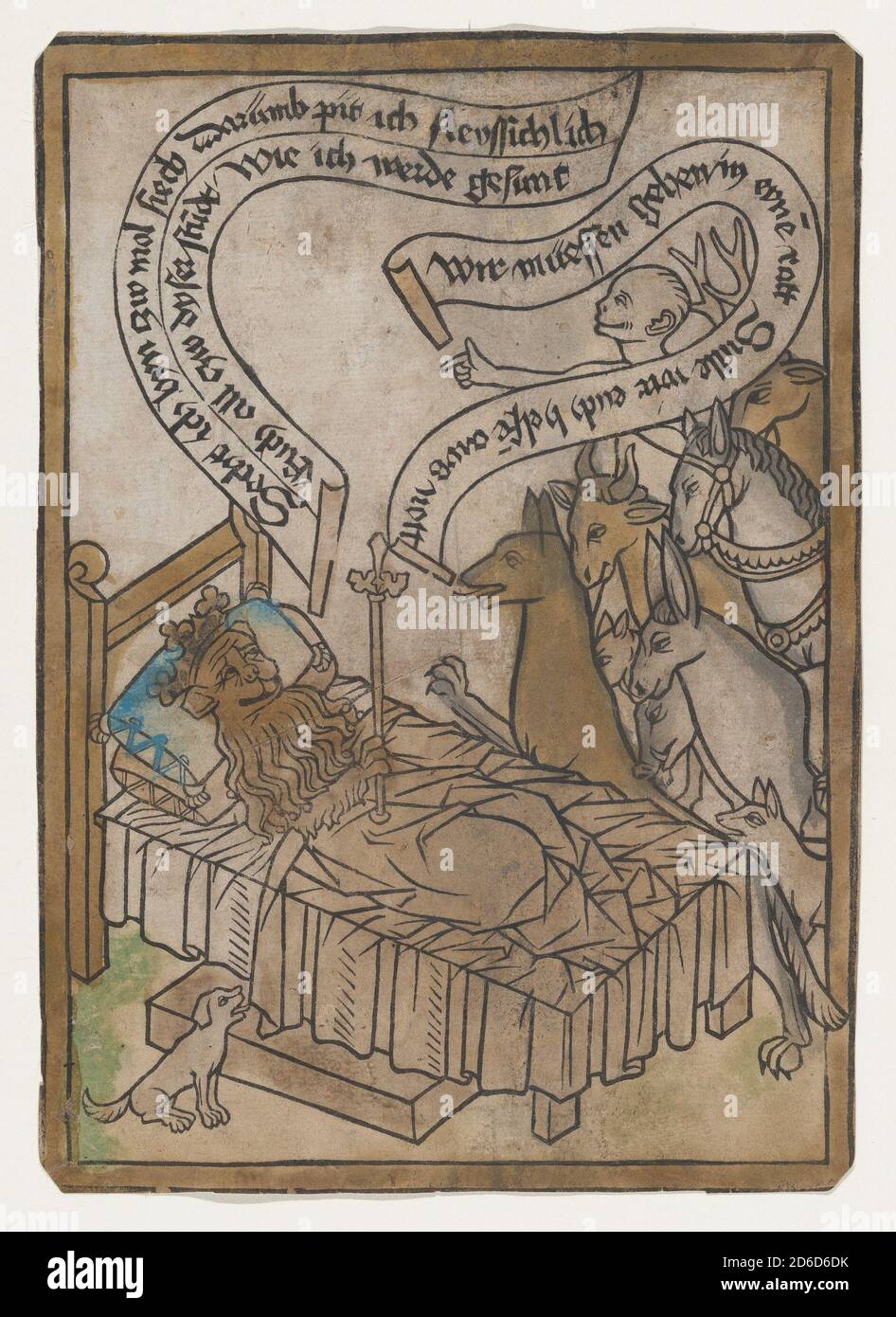 The Sick Lion Summons the Animals to His Bedside, from the Sick Lion ...