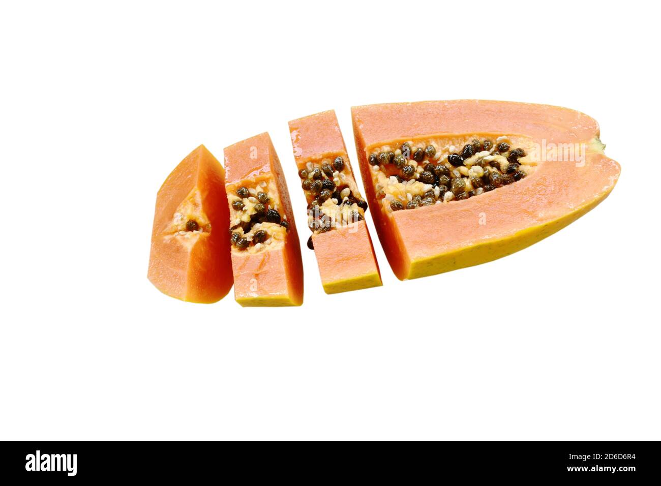 ripe papaya tropical fruit slice on white background Stock Photo - Alamy