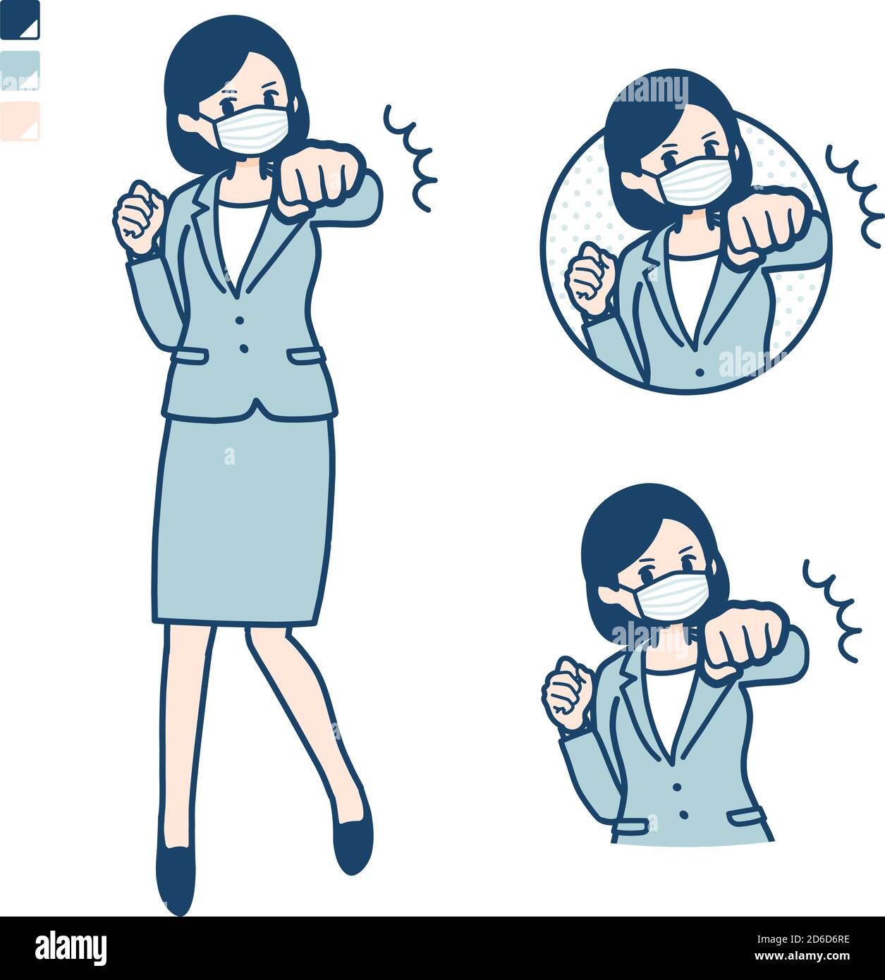 Business woman Wearing a mask with Punch in front images. It's vector ...