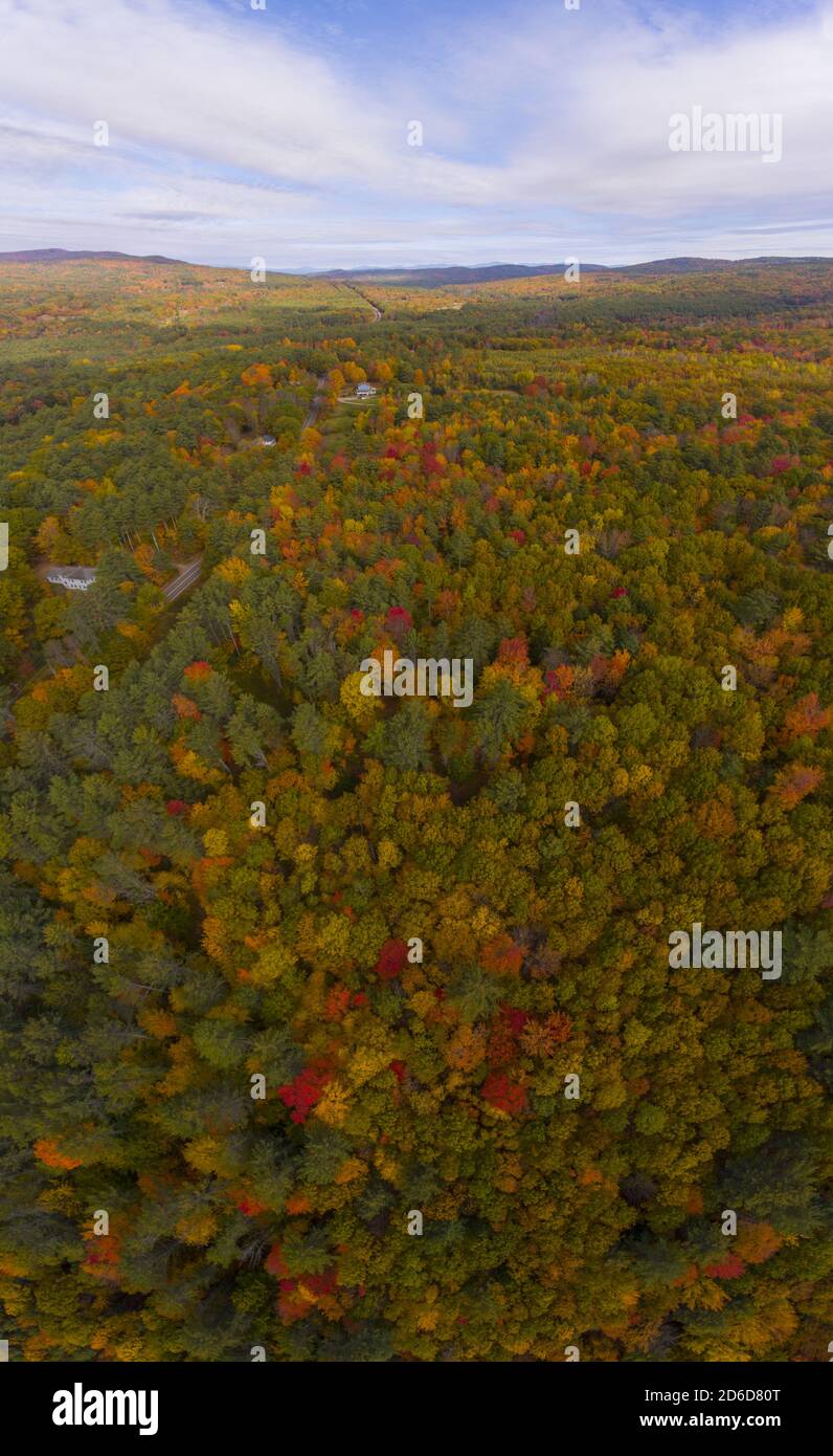 White Mountain National Forest aerial view with fall foliage, Town of ...