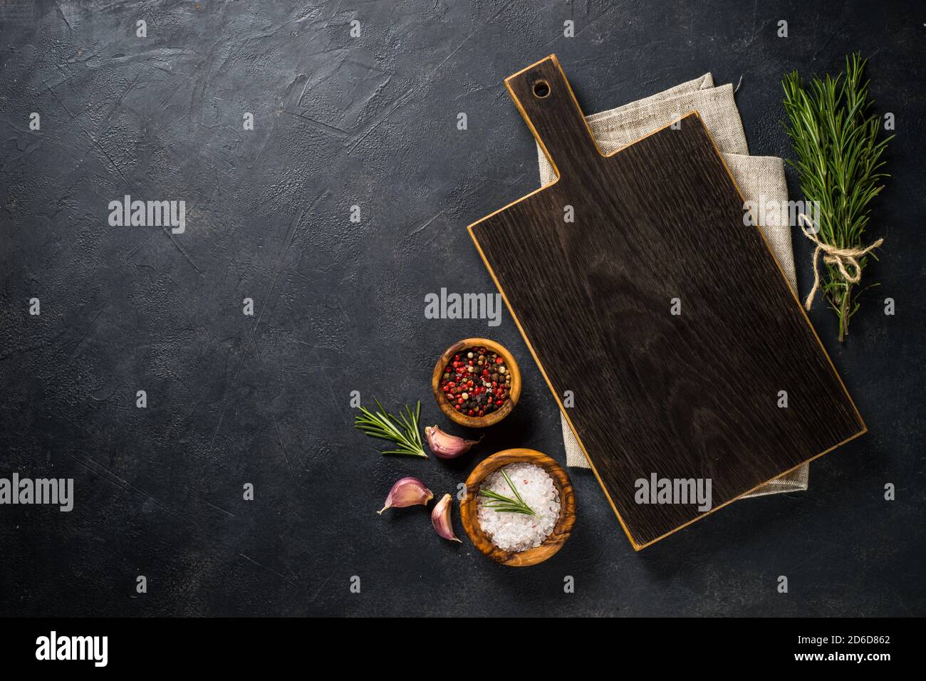 Food cooking background with herbs and spices on black Stock Photo - Alamy