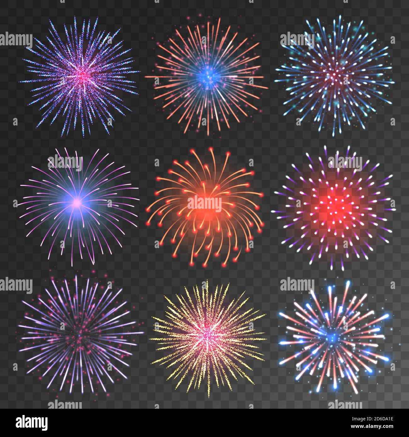 Festive fireworks collection. Realistic colorful firework on ...