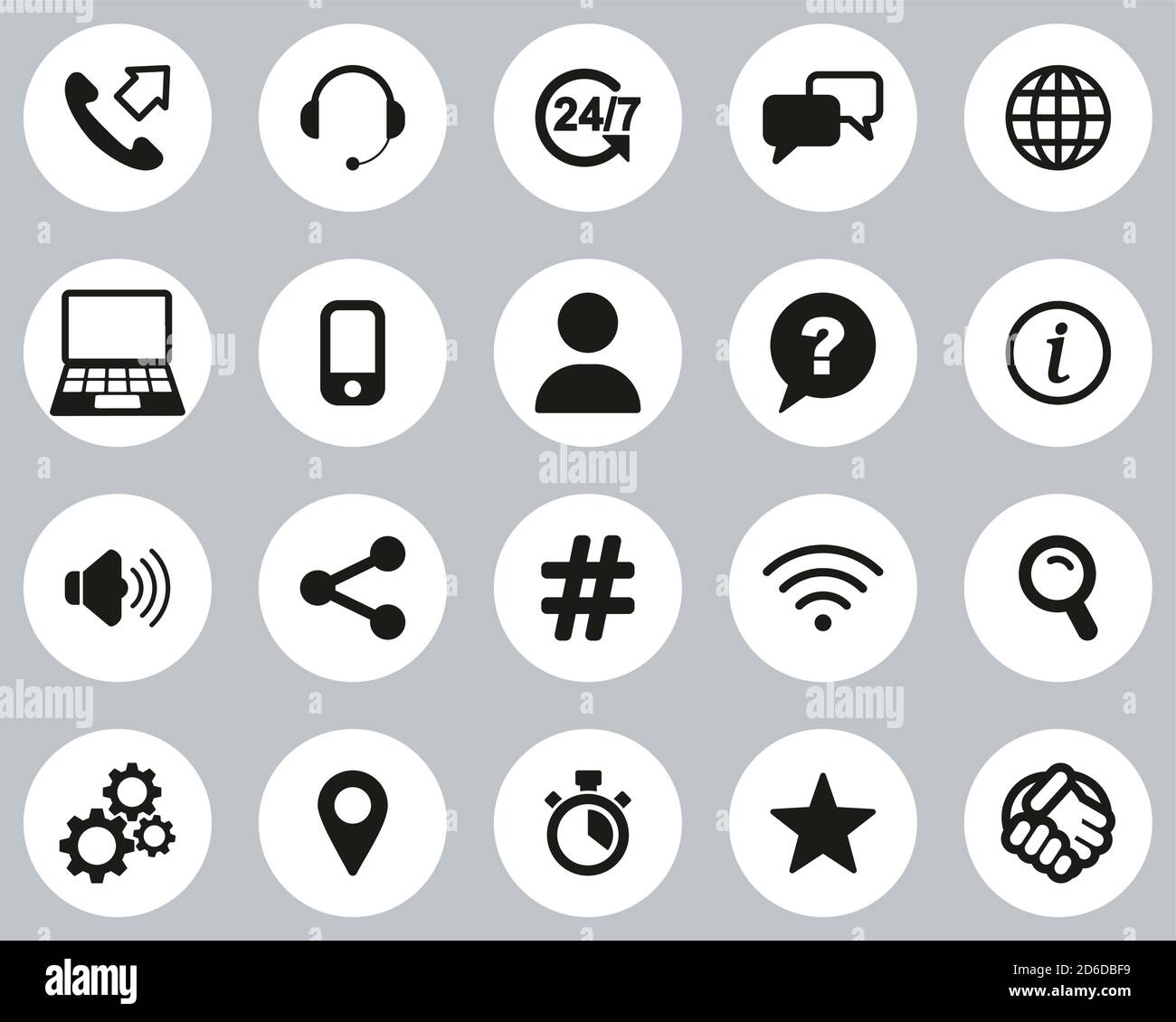 Customer Service Or Customer Support Center Icons Black & White Flat ...