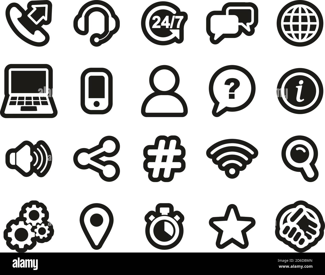 Customer Service Or Customer Support Center Icons White On Black ...