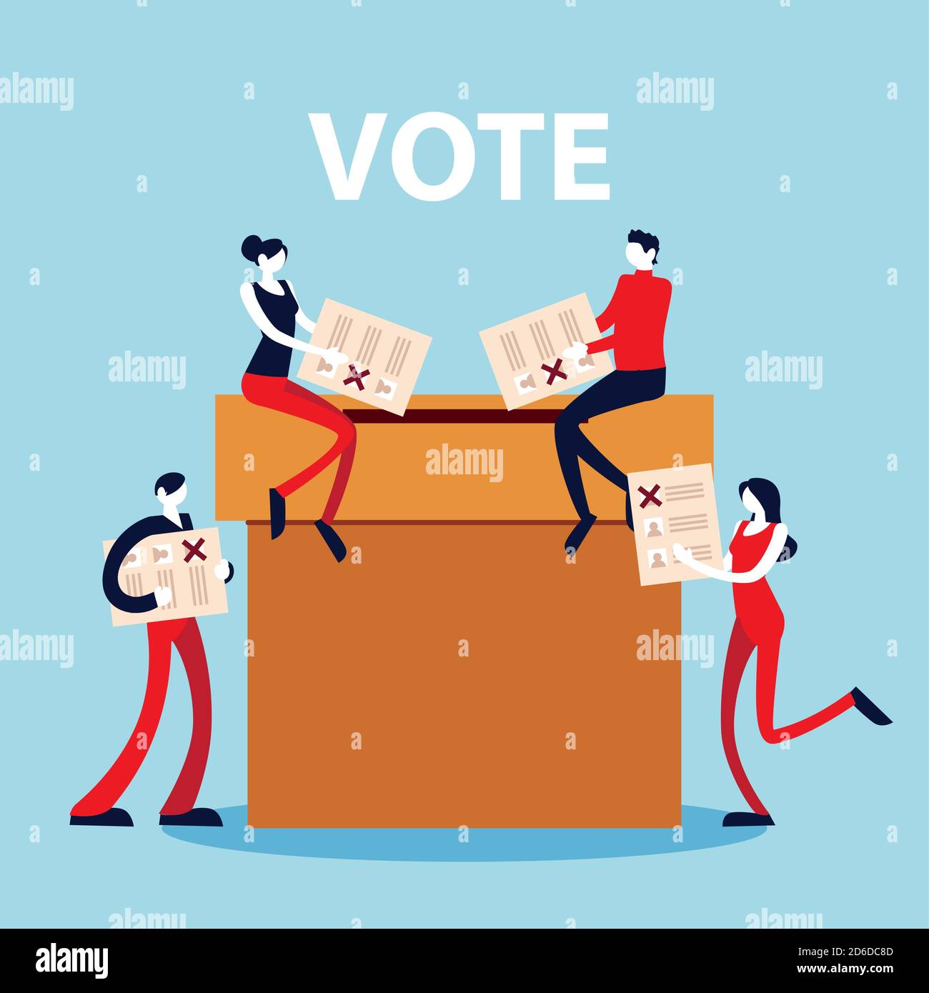 election day, people with ballots and box vector illustration Stock ...