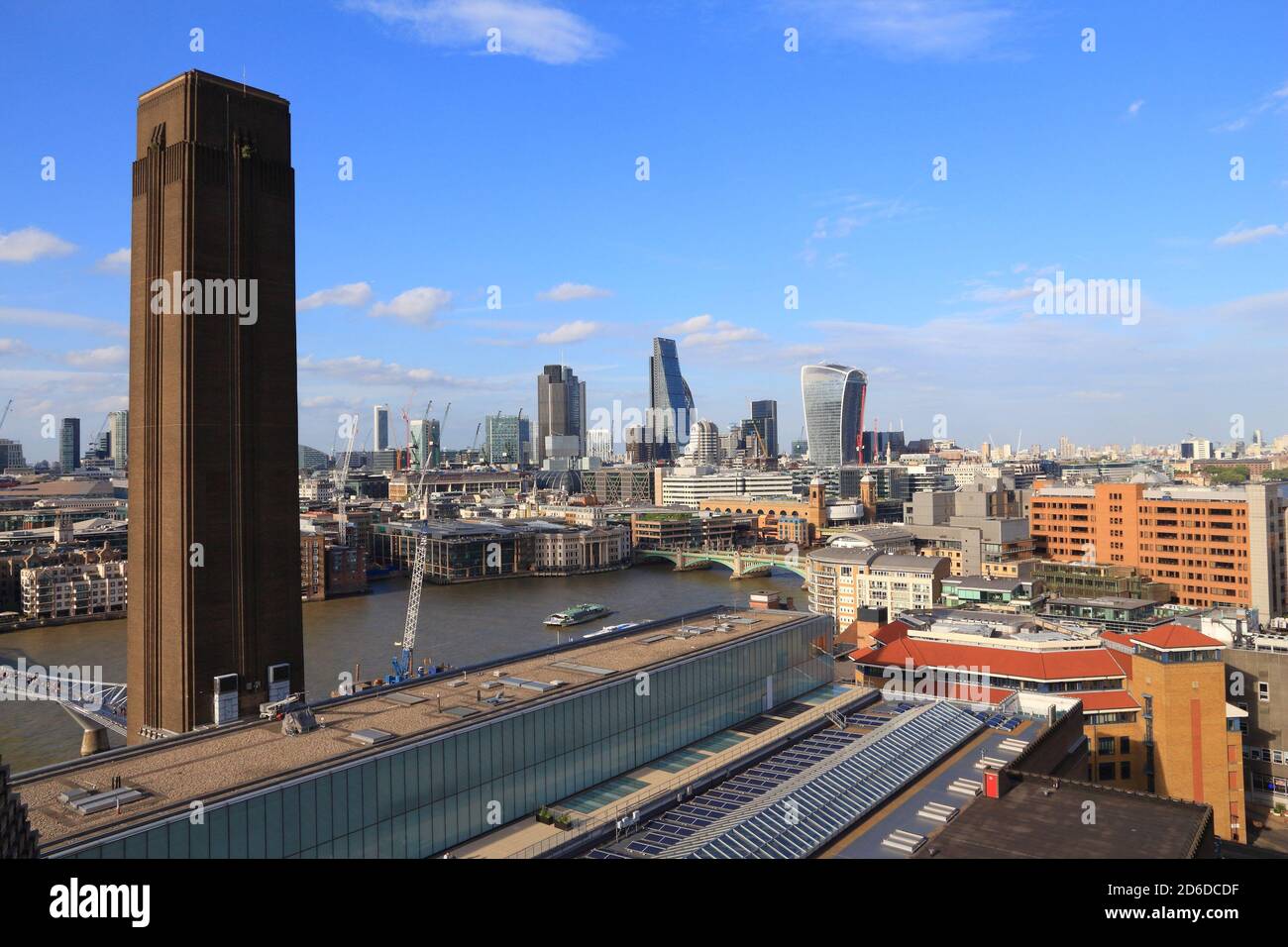 London UK skyline - city view with Tate Modern tower and office ...