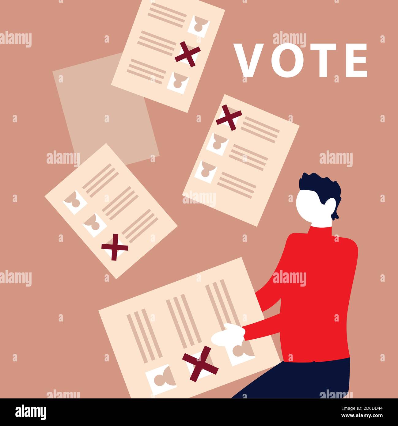 election day, man holding ballot and papers voting vector illustration ...