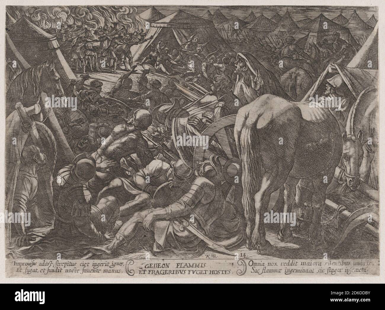 Plate 14: Gideon Terrorizing the Enemy Camp, from 'The Battles of the ...