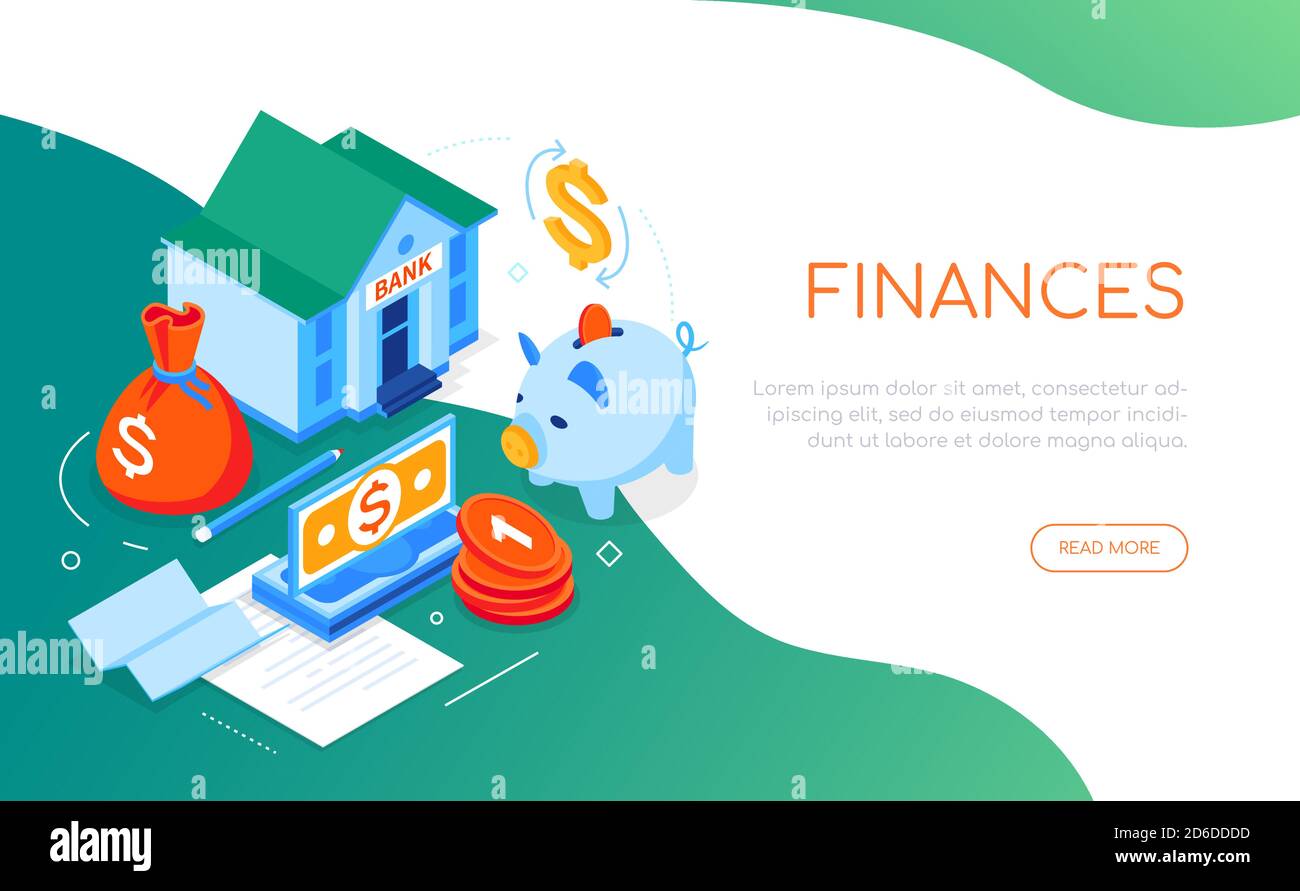 Finances and banking - modern isometric web banner Stock Vector Image ...