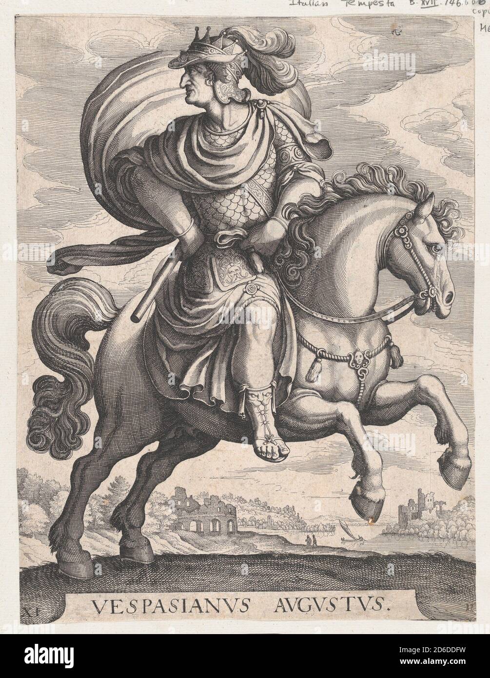 Emperor Vespasian on Horseback, from the series The First Twelve Roman ...