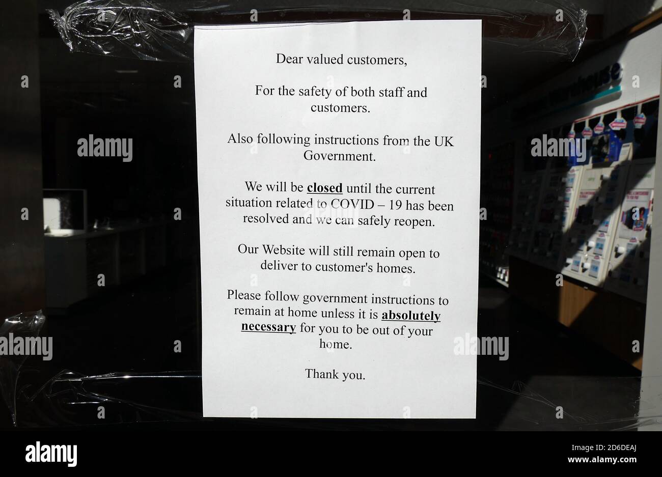 A closed Currys PC World store the day after Prime Minister Boris ...
