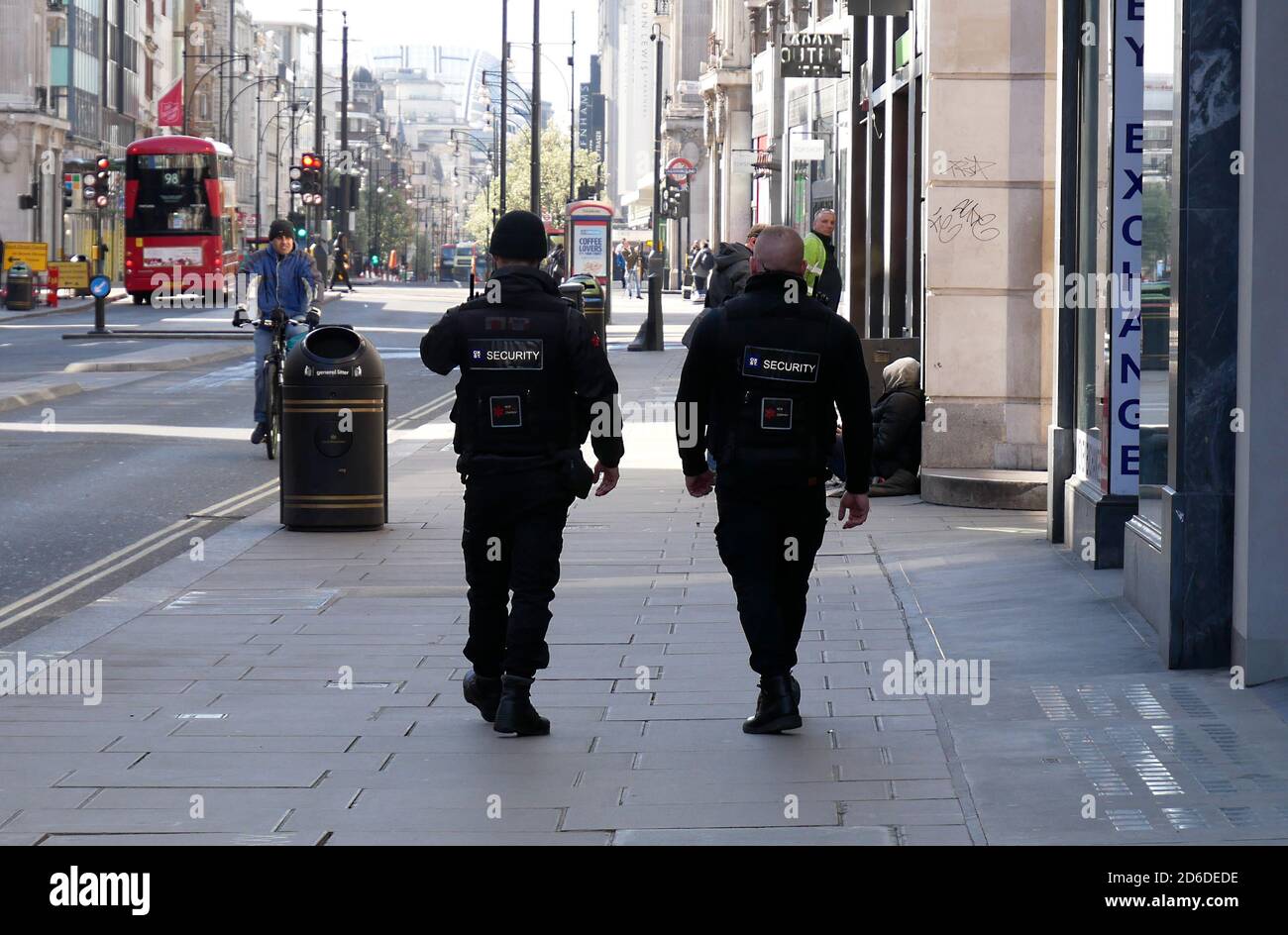 Security guards on Oxford Steet the day after Prime Minister Boris ...