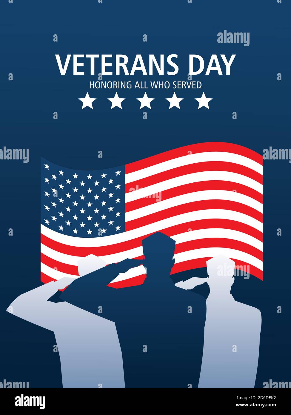 happy veterans day, soldiers saluting US flag memorial vector ...