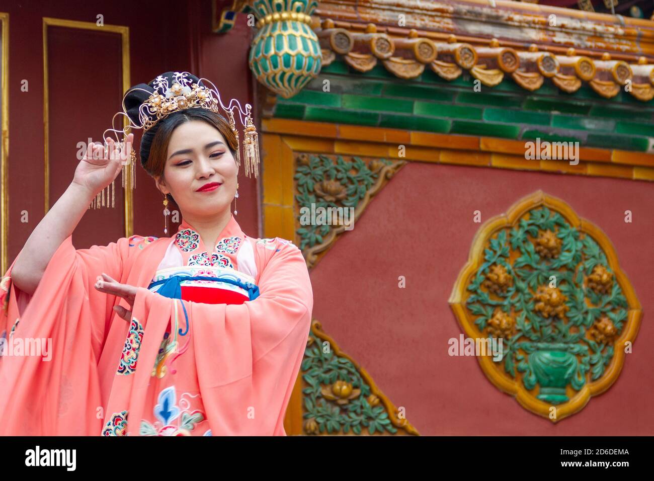 Beijing, China - November 21 2019: A young Chinese model poses inside ...