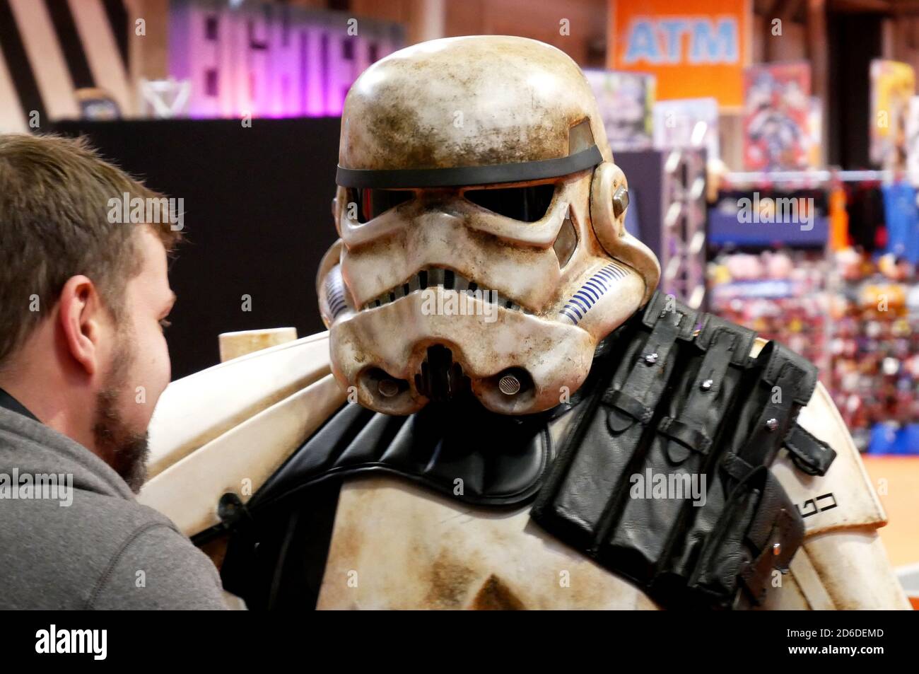 A Star Wars Stromtrooper greets guests during the MCM Comic Con held at ...