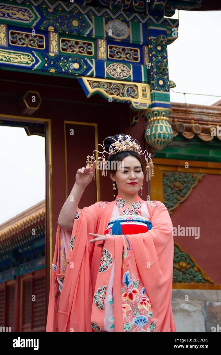 Beijing, China - November 21 2019: A young Chinese model poses inside ...